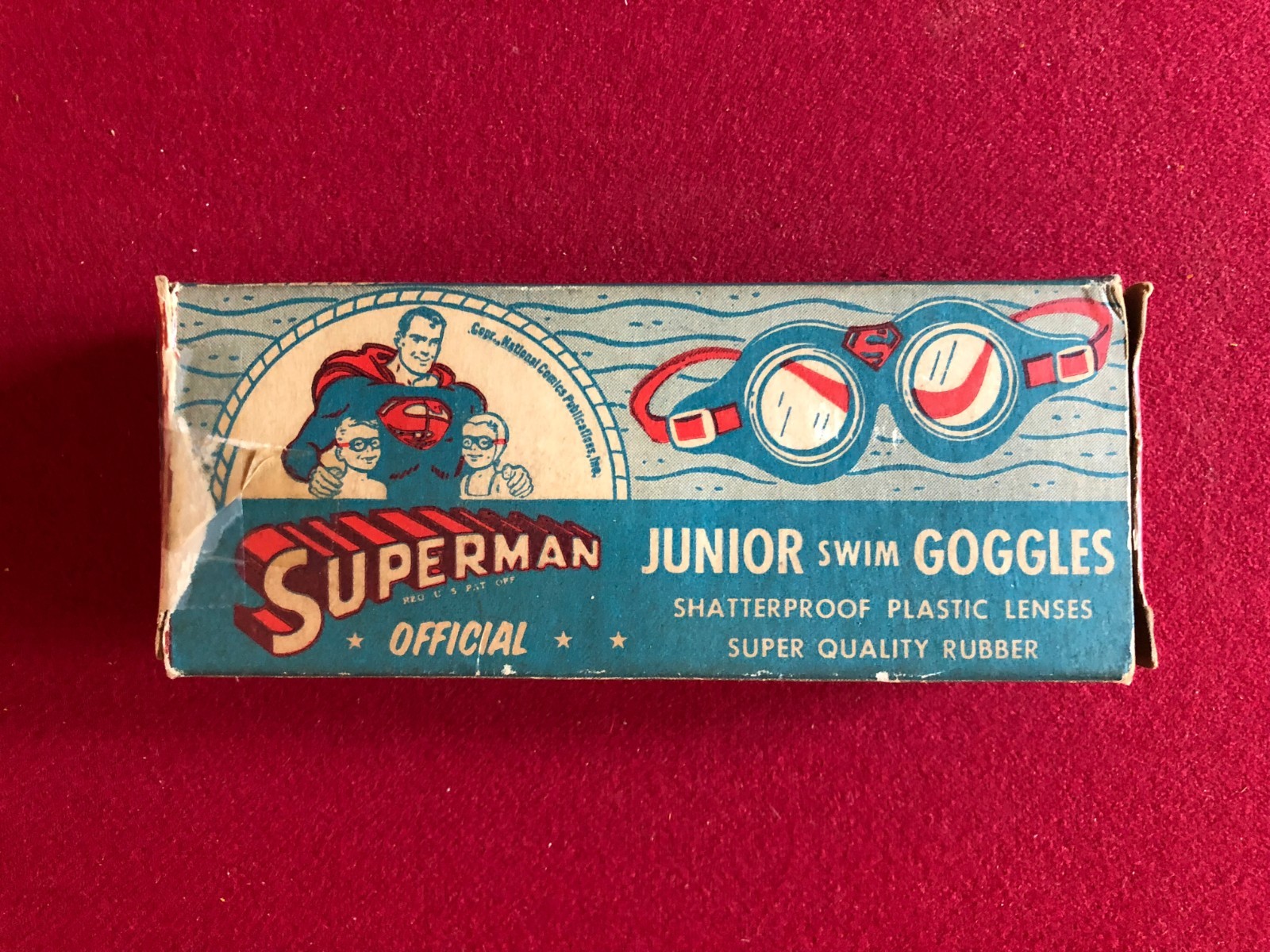 1950's, SUPERMAN, "OFFICIAL SWIM GOGGLES" w/ Display Box (Scarce) | eBay