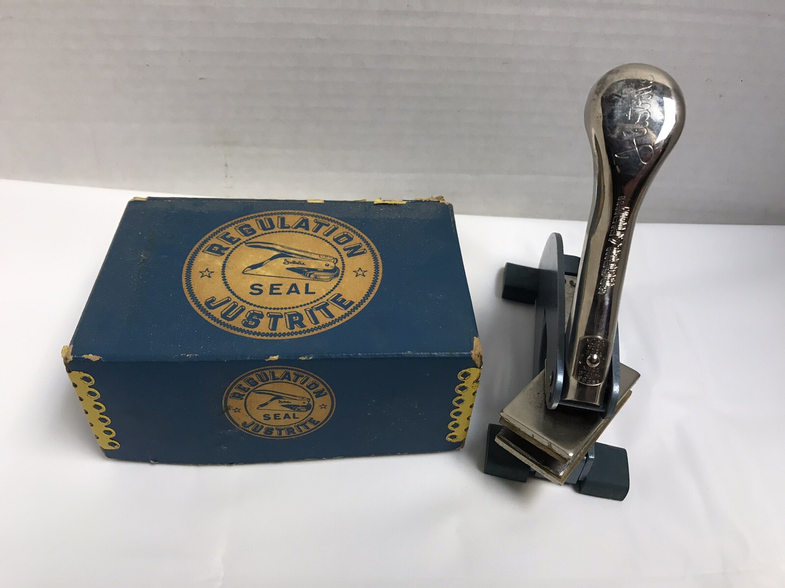 Vintage Justrite Regulation Embosser Seal Stamp Address Dayton Texas | eBay