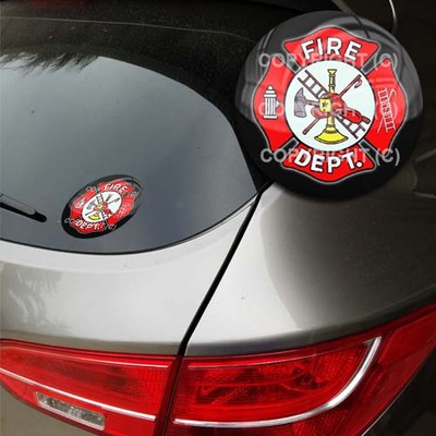 Premium Heavy Duty Round 3M Custom Flat Window Sticker - Fire Dept | eBay