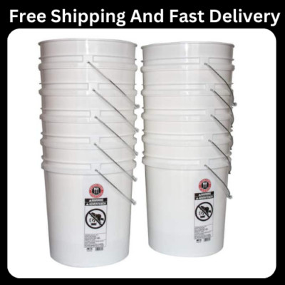 10 Pack 1Gal, 3.5Gal And 5Gal Plastic Pails Heavy Duty White Buckets ...
