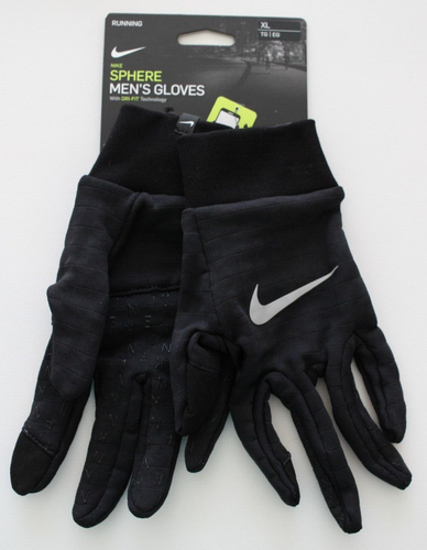 Nike Men's Sphere Running Gloves Mens XL Black/Silver | eBay