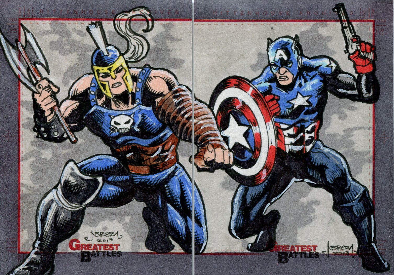 Marvel Greatest Battles Panel Sketch Card By Julius Abrera Captain ...