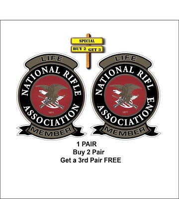 NRA Life Member Logo Guns Decal Replica 1Pair 10.0" Stickers L26 Buy 2 ...