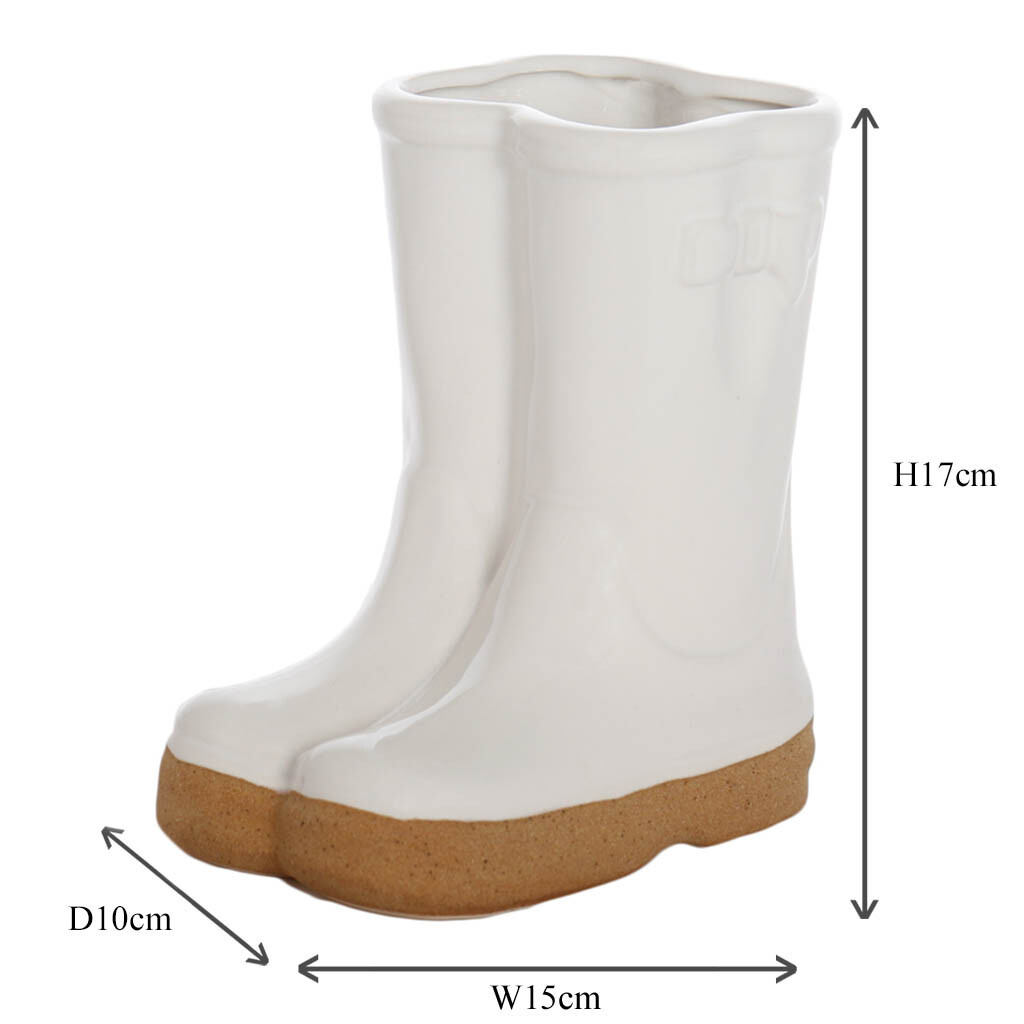 Novelty Flower Pot Wellington Boot Ceramic Outdoor Garden Planter ...