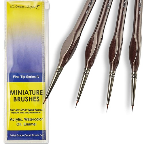 Micro Paint Brush Detail Set - Ultra Fine Tip Thin Paintbrush 4pc Round ...