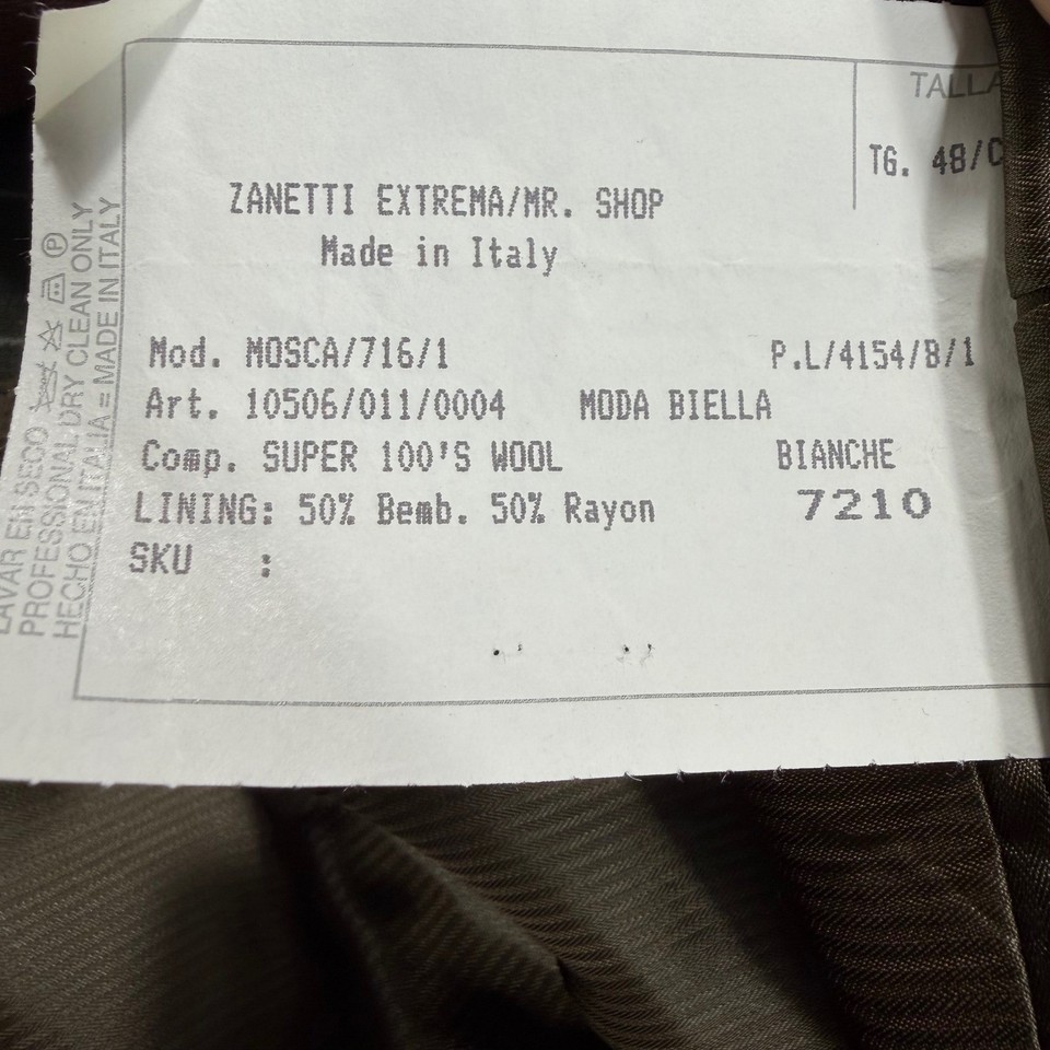 Zanetti Men 2 Pc Suit 38R Pinstripe Super 100s Extra Fine Wool Italy ...