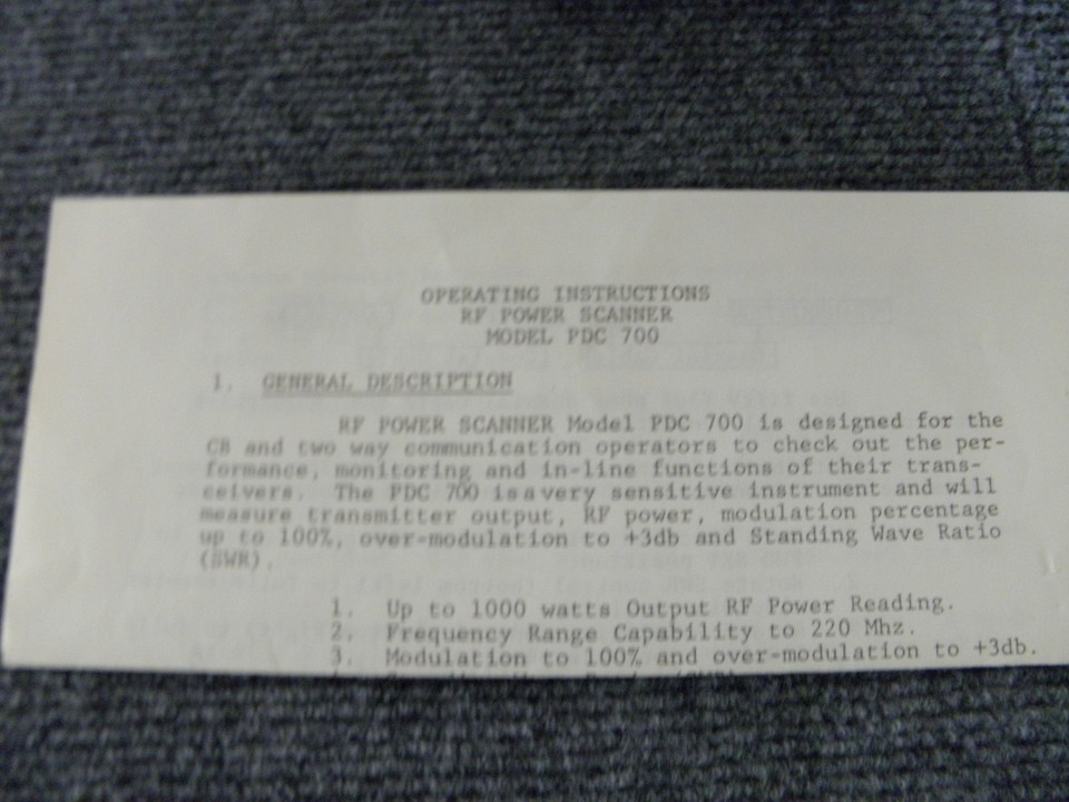 Para Dynamics Model PDC700 PDC 700 Power Scanner SWR Watt Meter CB ...