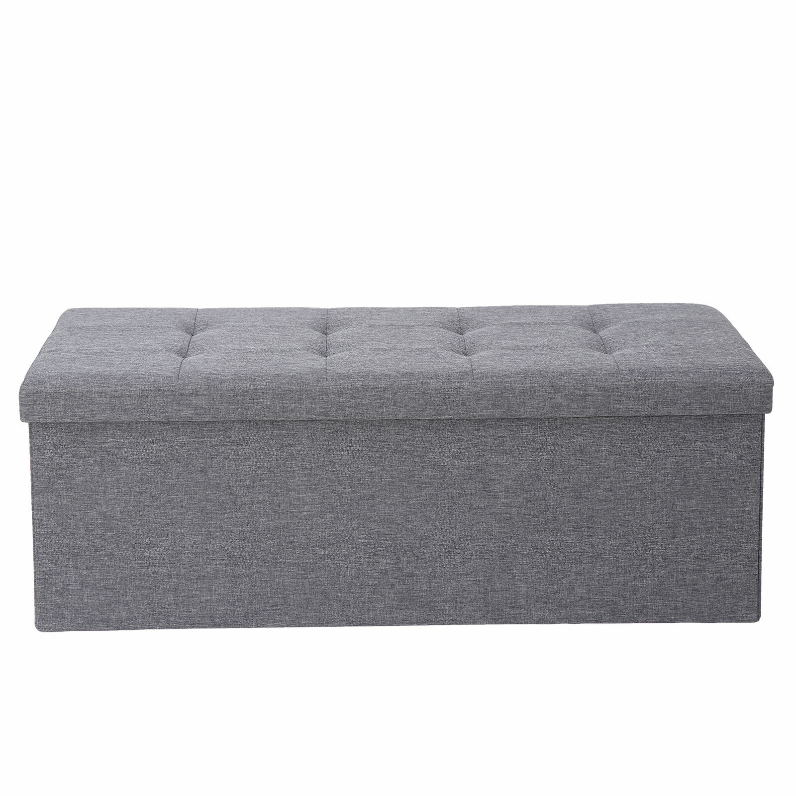 43" Long Dark Grey Folable Storage Ottoman Bench Foot Stools Footrest ...