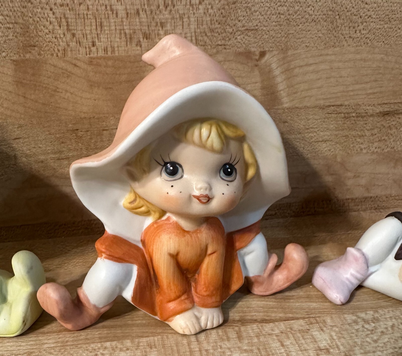 Set Of Four Vintage Homco #5213 Pixie Elves Floppy Flower Hat Figurines ...