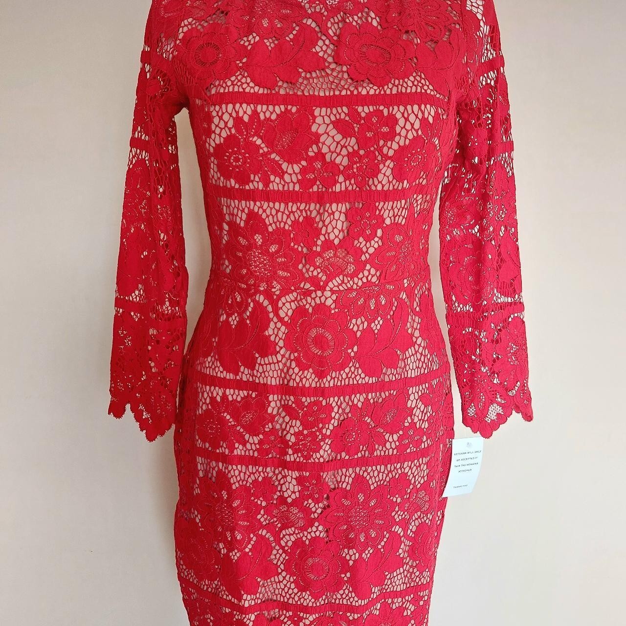 For Love & Lemons sexy red lace open back formal evening party mini ...