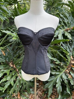 Dominique Intimate Apparel Longline Lace Black Corset Black 34DD Goth ...