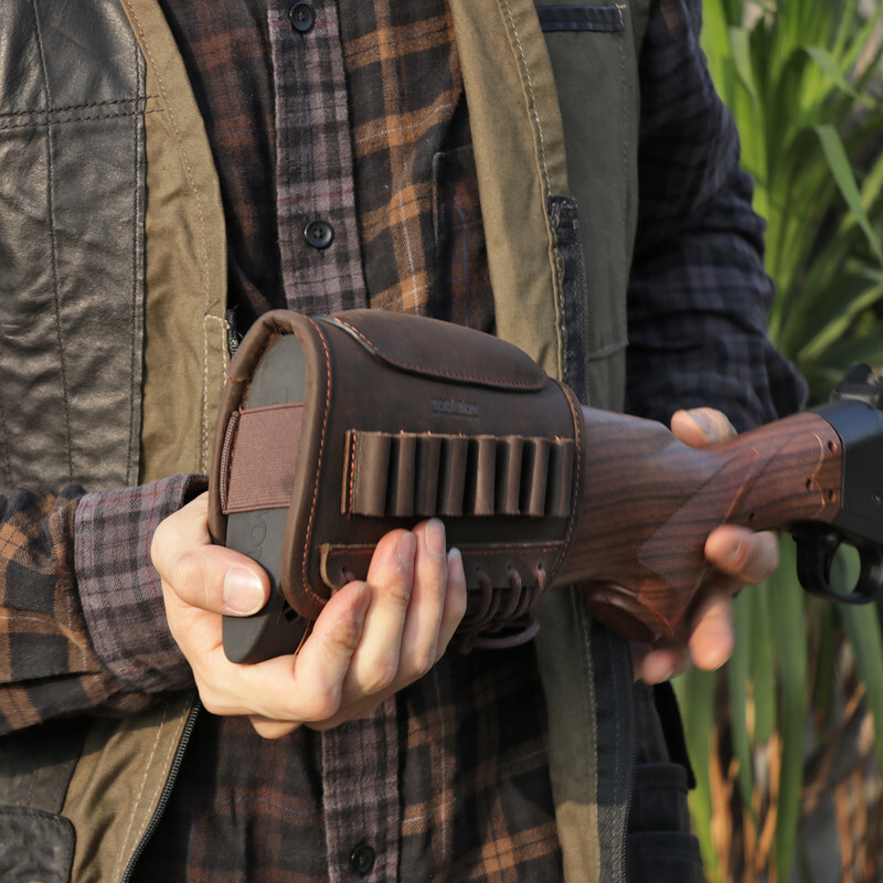 TOURBON Leather Rifle Cheek Riser Buttstock Ammo Holder for 30-30 30-06 ...