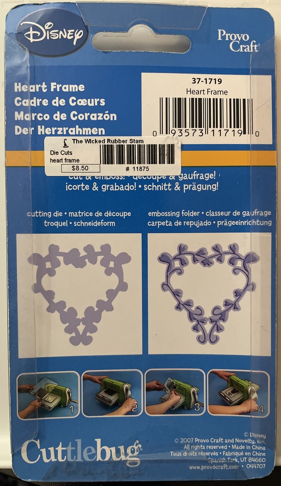 DISNEY Cuttlebug Provo Craft "HEART FRAME" Cut & Emboss! #37-1719 New ...