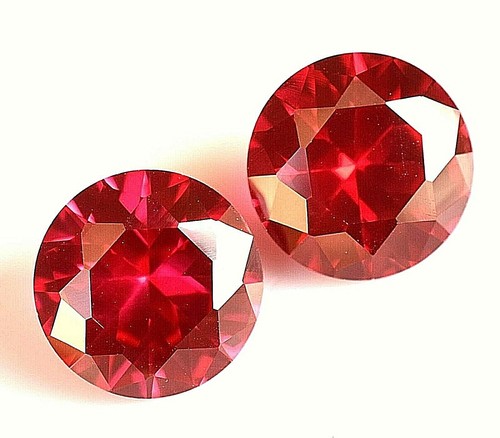 Pair Natural Red Ruby Round 12.00 mm Certified Treated Loose Gemstone ...