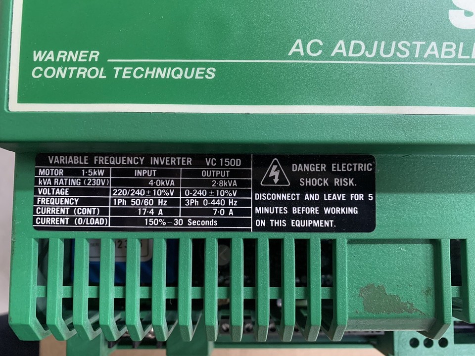 WARNER CONTROL TECHNIQUES SECO VC150D AC ADJUSTABLE SPEED DRIVE | eBay