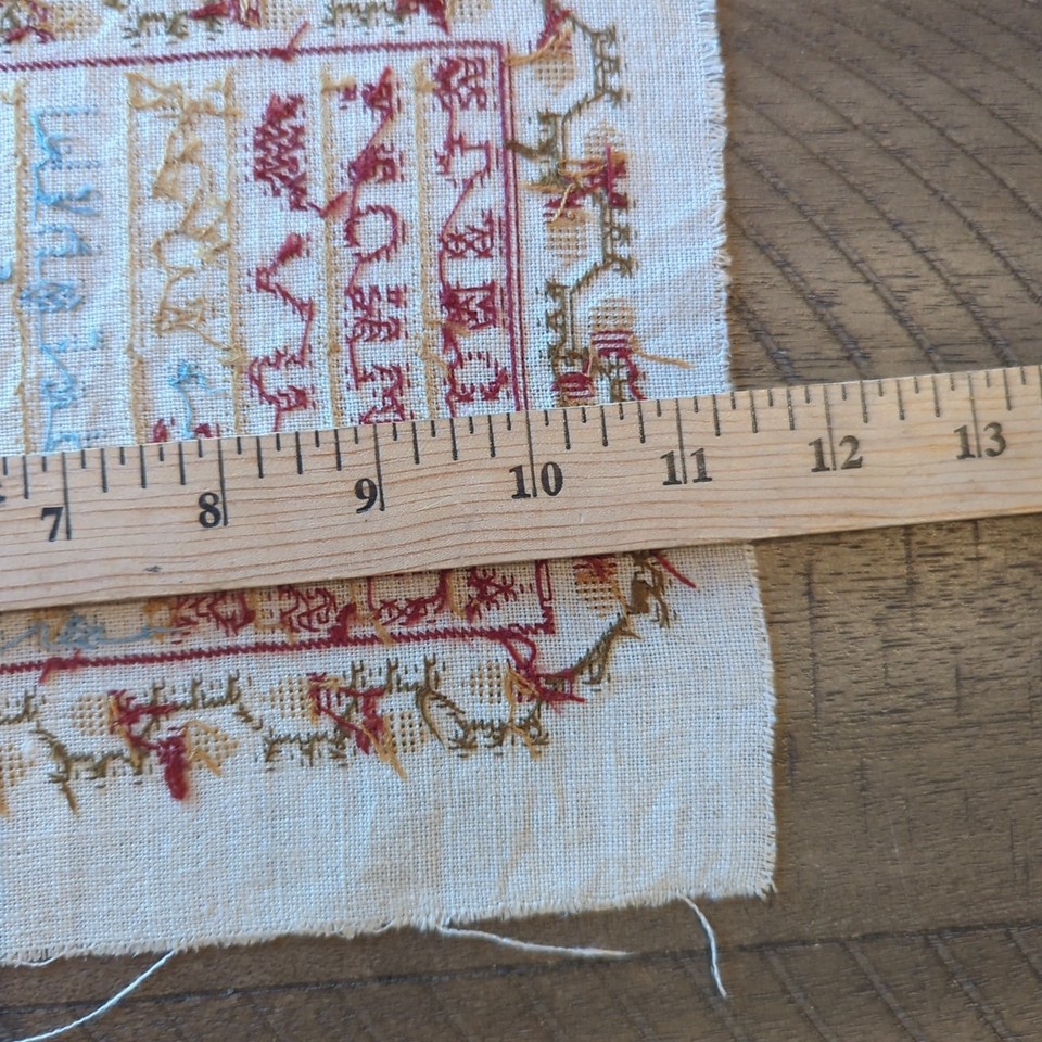 Completed Finished Counted Cross Stitch Sampler Alphabet Numbers linen ...