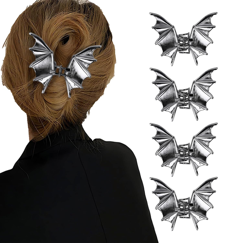 Halloween Hair Claw Clips for Women Goth Gothic Metal Black Bat ...