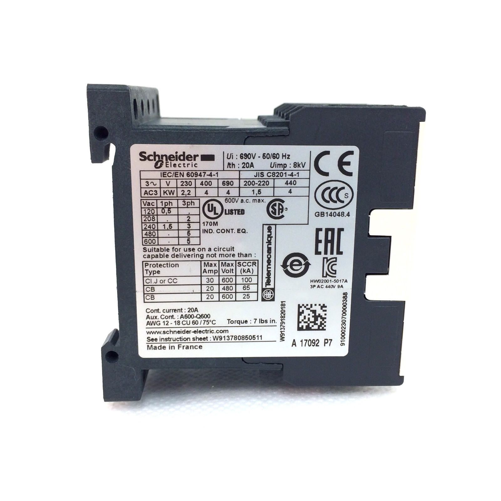 Contactor LC1K0910P7 Schneider 230VAC 4kW 036452 LC1K0910-P7 | eBay