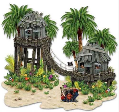 PIRATE HIDEAWAY Scene Setter BIRTHDAY party wall decor kit over 5' tall ...