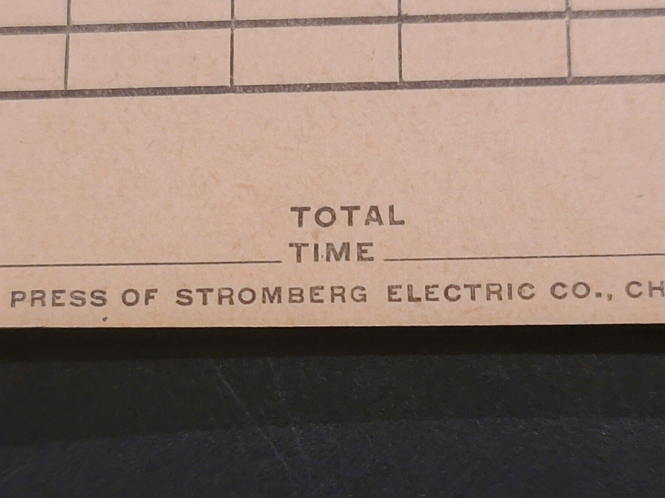 GENUINE ORIGINAL Stromberg Electric Company Time Clock Punch Card | eBay