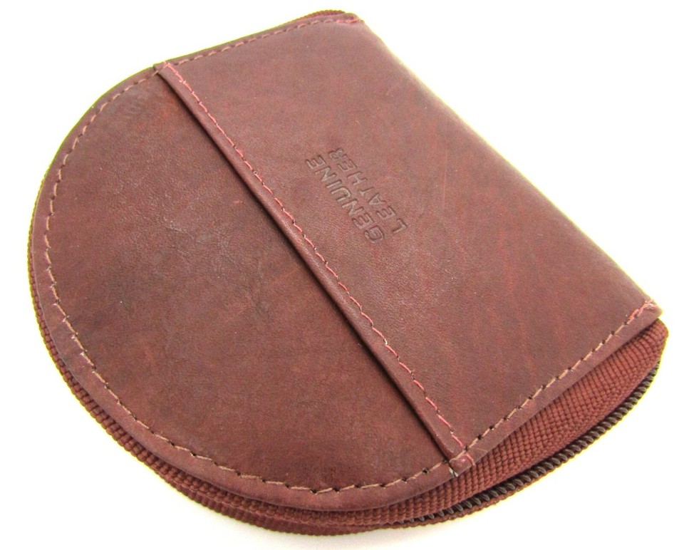 Unisex Real Premium Soft Leather Coin Pouch Zip Around Wallet Purse ...