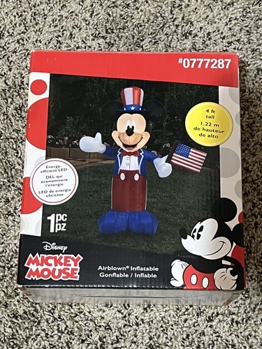 Mickey Mouse Airblown Inflatable Patriotic Red White Blue Flag Gemmy ...