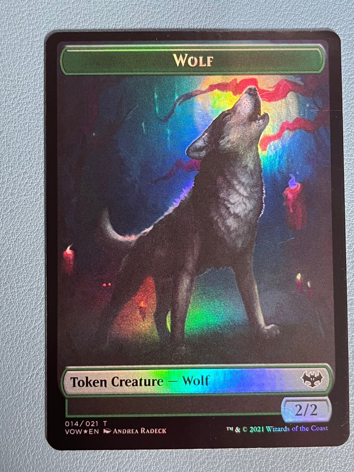 MTG Human (001) // Wolf (014) Double-sided Token Foil Innistrad VOW NM ...