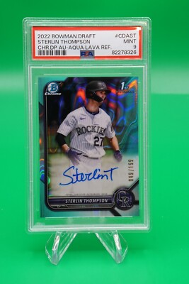 2022 Bowman Draft Chrome Auto Aqua Lava Ref /199 Sterlin Thompson PSA 9 ...