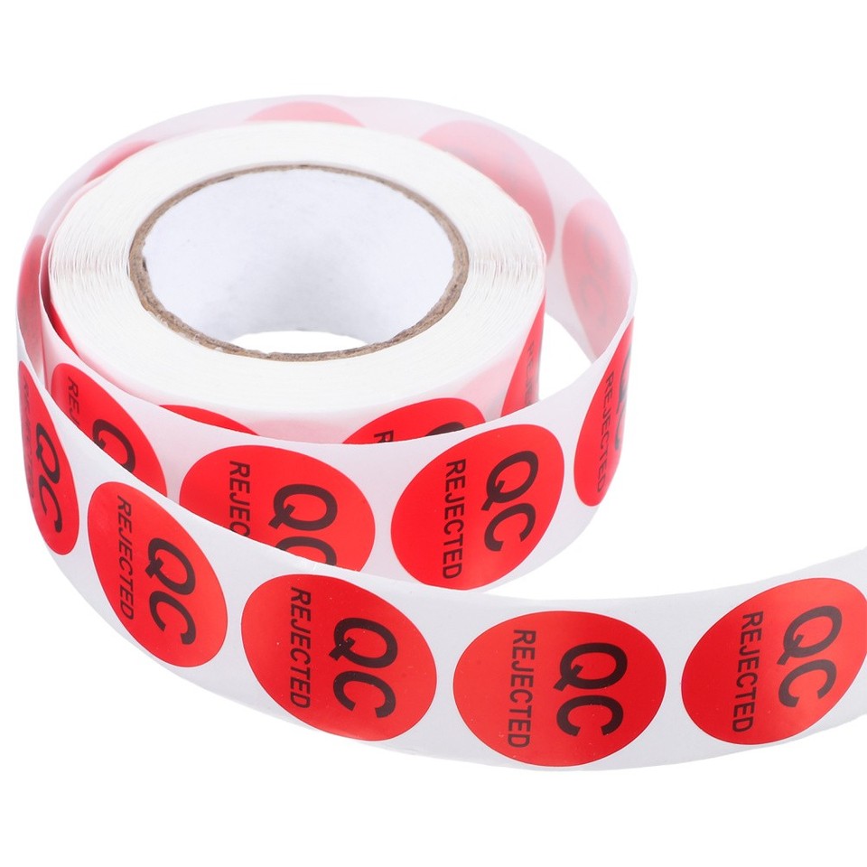 1 Roll Quality Controls Stickers With Black Text Round Adhesive Qc ...