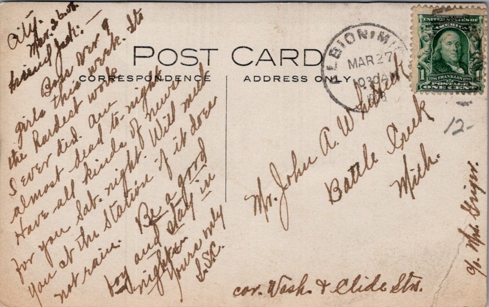 1908, Flood Damage, Street View, ALBION, Michigan Real Photo Postcard ...