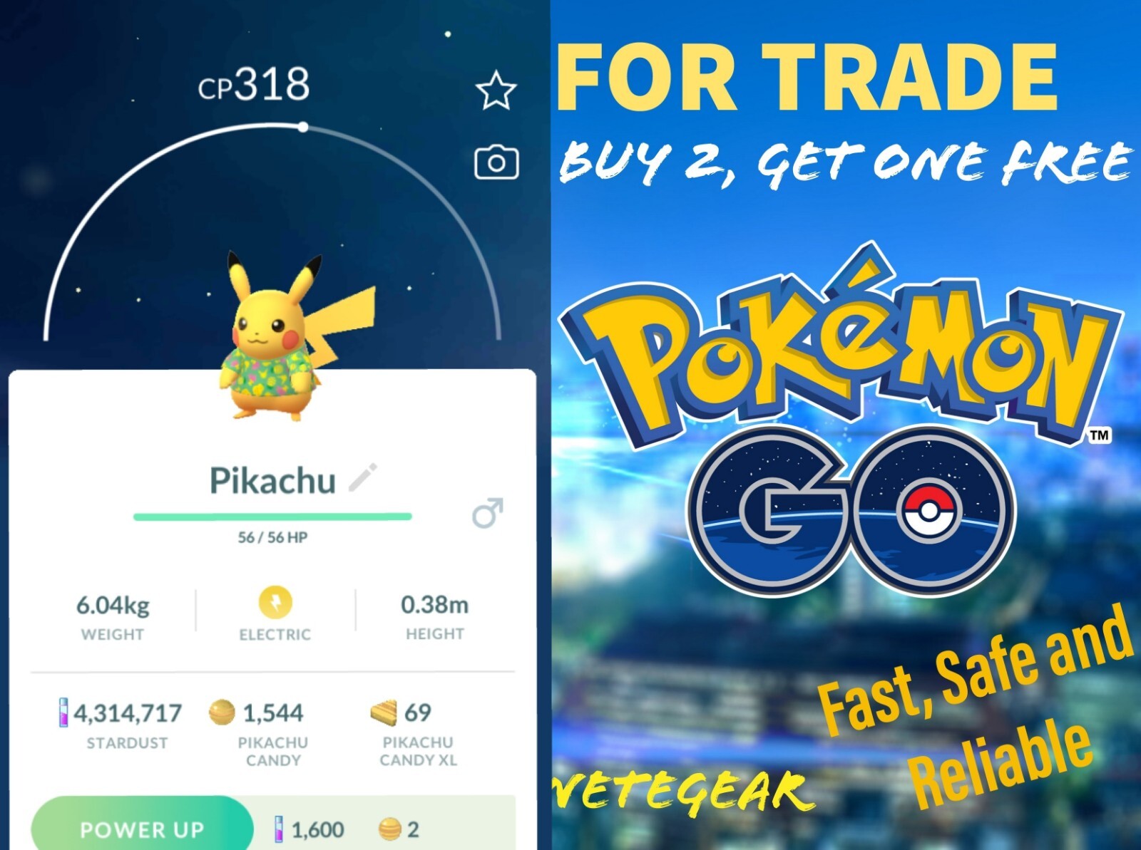 Pokémon Go GREEN SHIRT PIKACHU ️ TRADE ️Buy 2, Get 1 FREE ️ | eBay ...