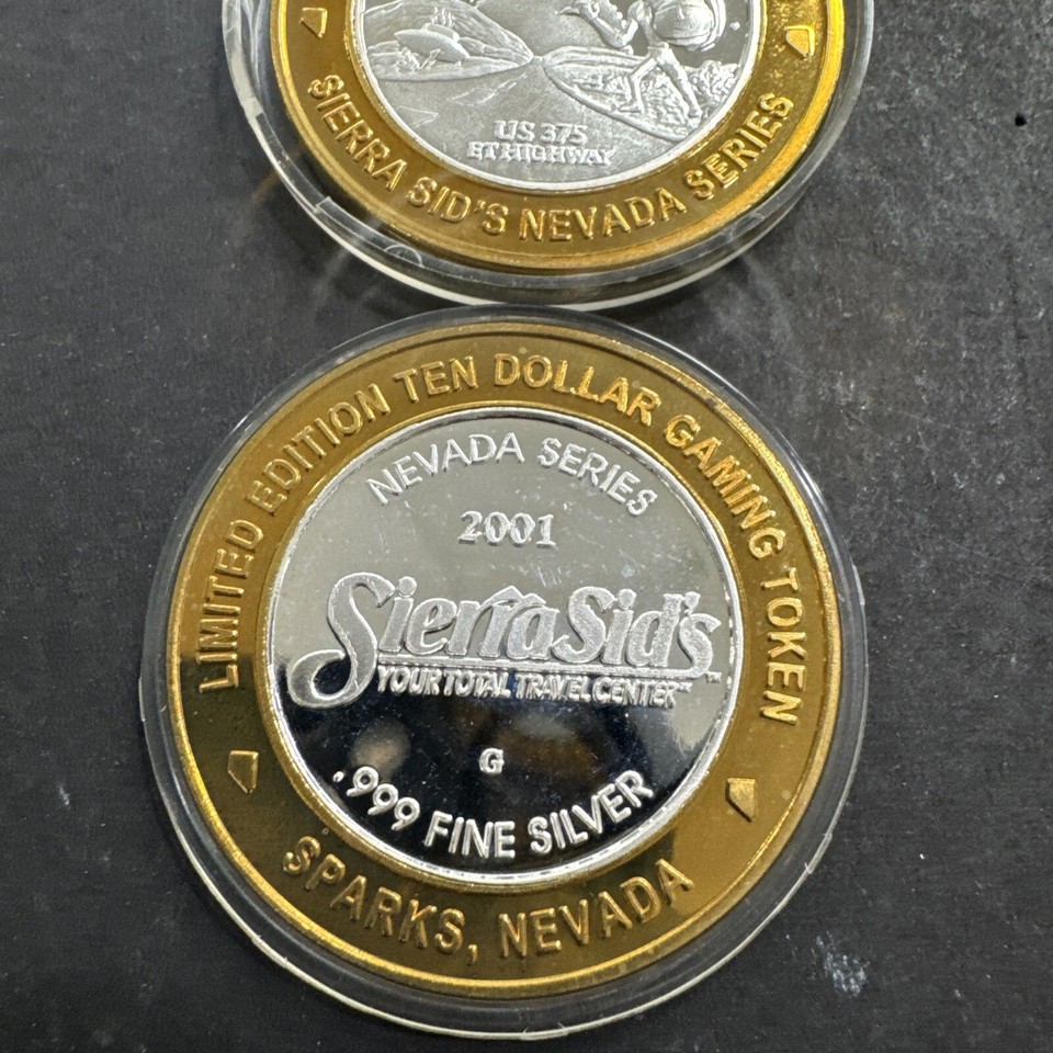 2001 .999 $10 Silver Strike Gaming Token Sparks Nevada Sierra Sids E.T ...