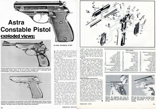 1979 2pg Print Article of Astra Constable Pistol Parts List ...
