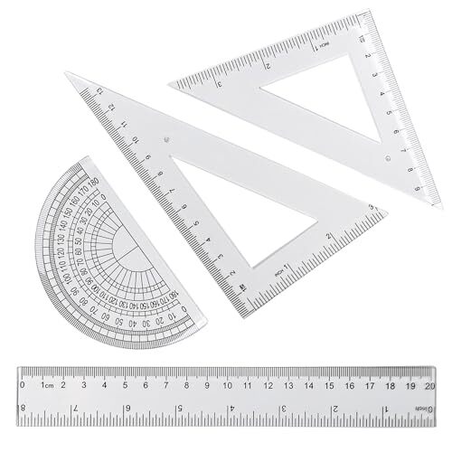 4 Pcs Math Geometry Set, Transparent Plastic Geometry Kit Includes ...