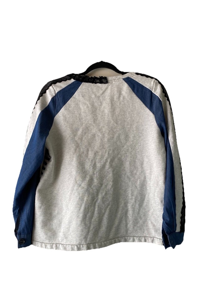 Giusto Dama Mixed Media Sweatshirt Size 1 M Patchwork Lace Crochet Art ...