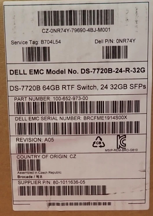 New Brocade Dell EMC DS-7720B G720 48x 64GbE SFP+ 8x 2x64G SFP-DD 24Act ...