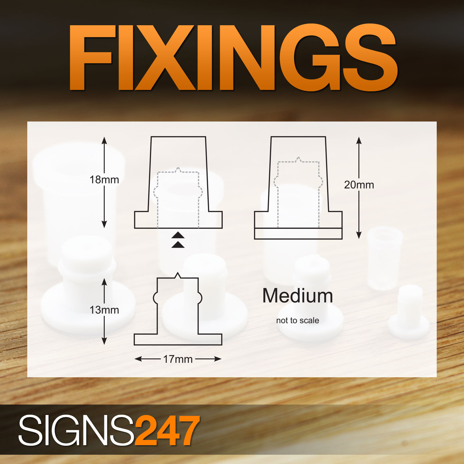 MEDIUM Plastic sign letter fixings stand off locators letter fixing ...