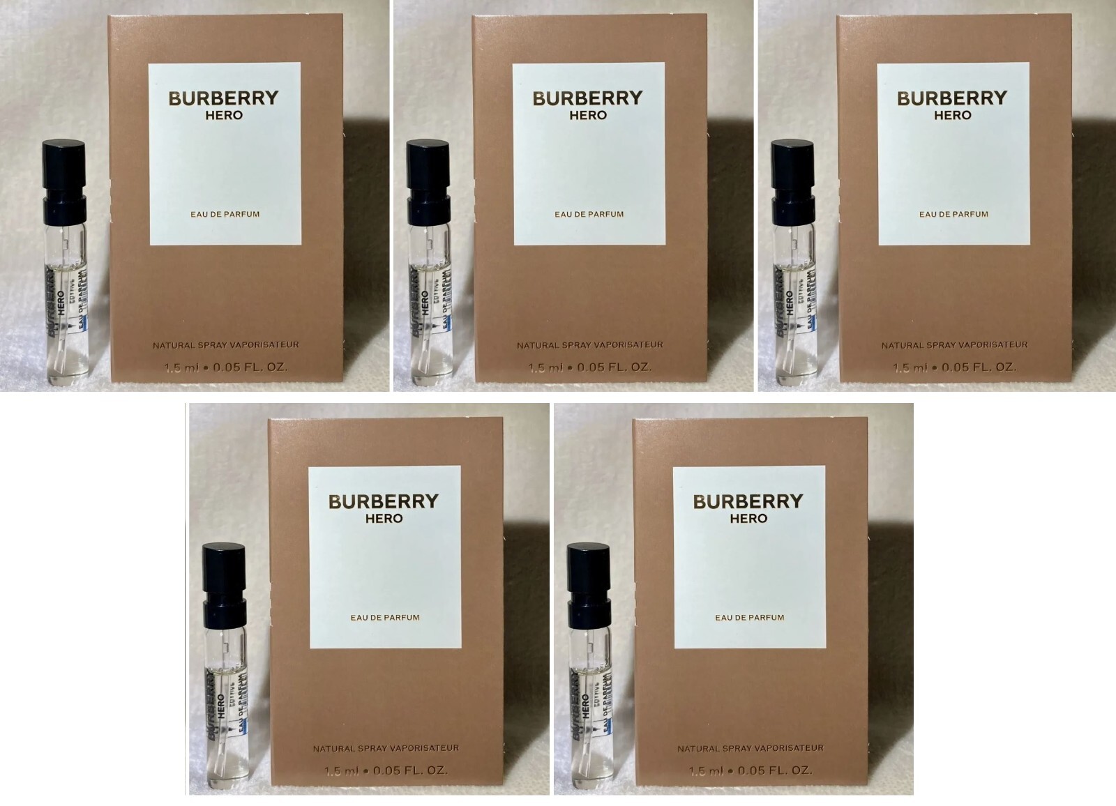 5 Vials Samples BURBERRY HERO for Men Perfume 0.05 oz 1.5 ml Eau de ...