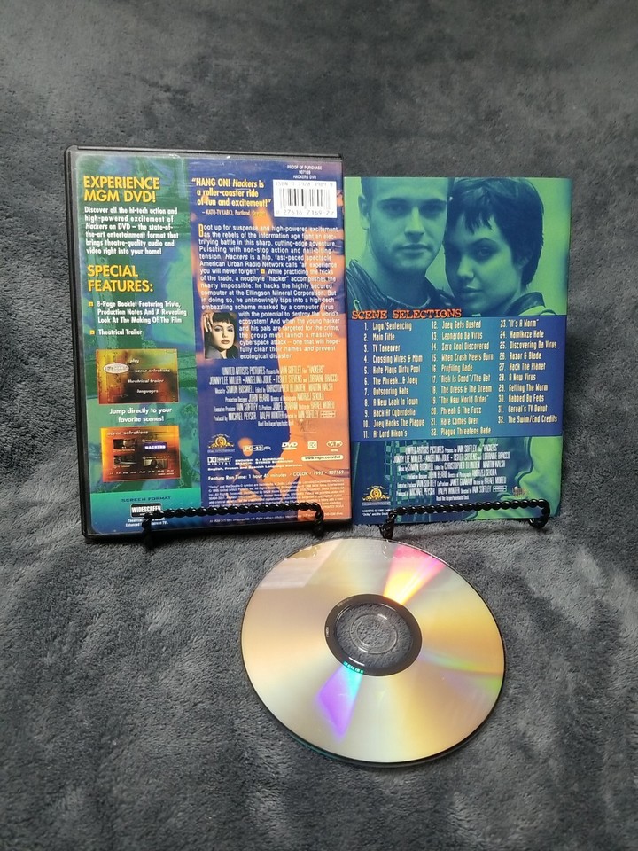 Hackers DVD 1995 Jonny Lee Miller Angelina Jolie Jesse Bradford Crime ...