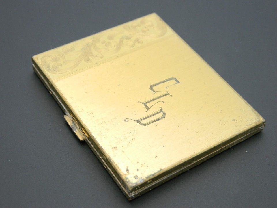 Elgin American Gold Tone Floral Initial CLD Etched Powder Mirror ...