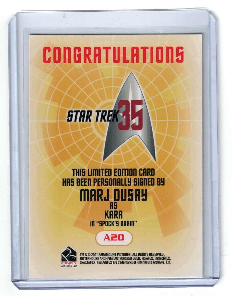 MARJ DUSAY AS KARA AUTOGRAPH CARD A20 SPOCK'S BRAIN STAR TREK 35TH ANNIVERSARY | eBay