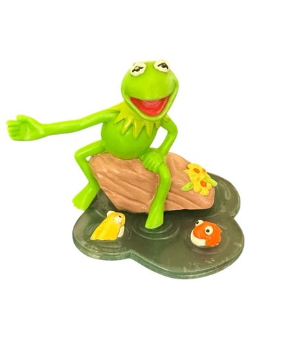 Vintage Kermit The Frog Pond Figurine With Fish Applause Henson Muppets ...