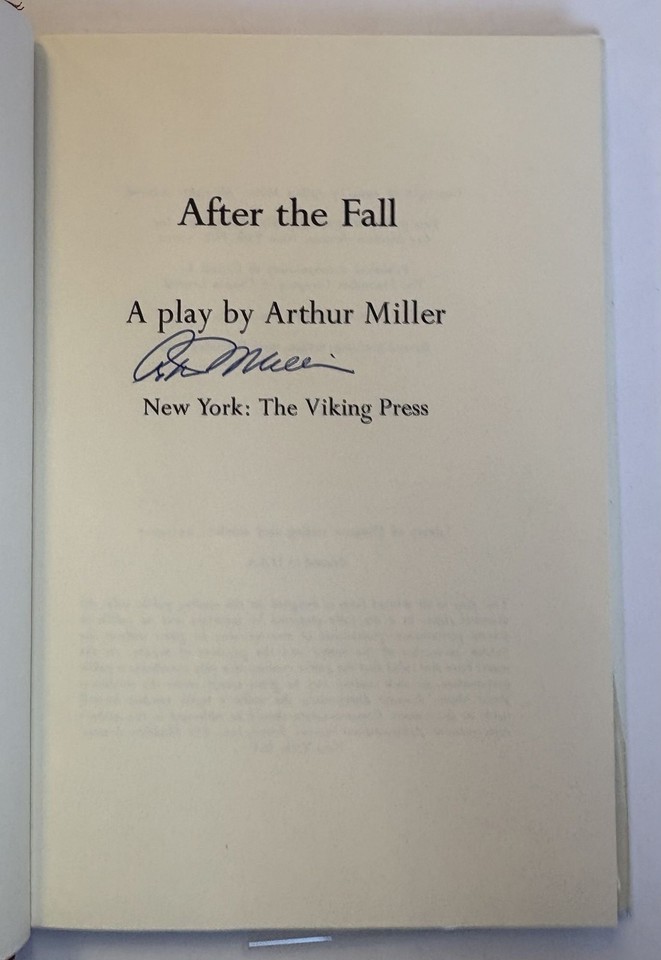 Arthur Miller / AFTER THE FALL Signed 1964 | eBay