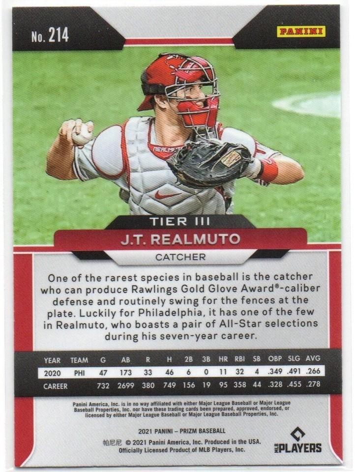 J.T. Realmuto 2021 Panini Prizm #214 Philadelphia Phillies | eBay