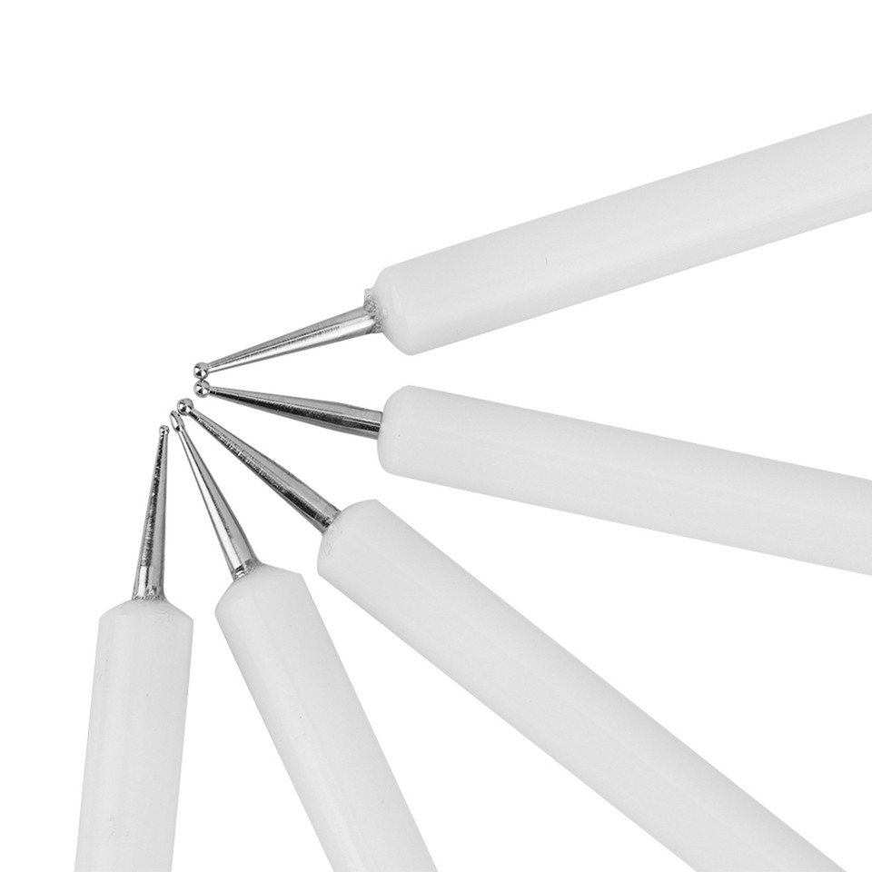(White)5Pcs Double End Acrylic Rod Round Head Clay Indentation Pen BL ...