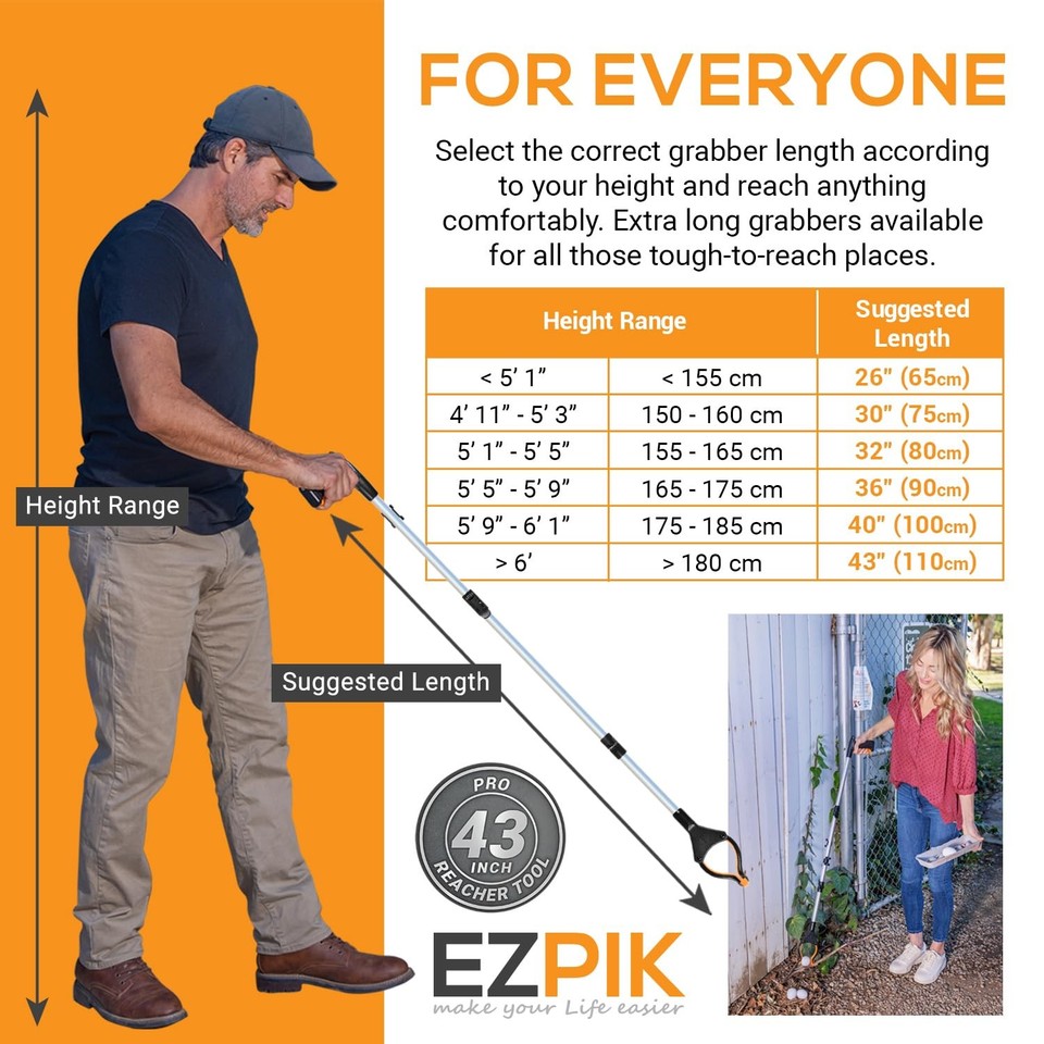 EZPIK Pro 43 Foldable Grabber Reacher Tool for Seniors - Grabbers for ...