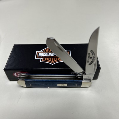 CASE XX #52263 HARLEY DAVIDSON MEDITERRANEAN BLUE BONE MINI TRAPPER SS ...