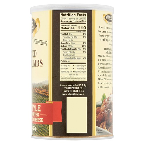 Alessi Bread Crumbs Italian 15 Oz (Pack of 6) Italian Flavored Bread ...