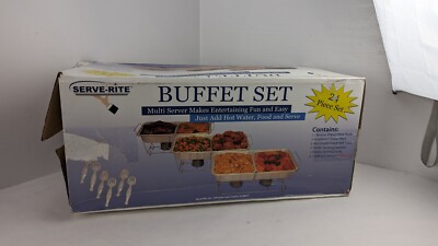 Serve-Rite Buffet Serving 3 Chafing Dish Racks stands W/ Pans Used ...