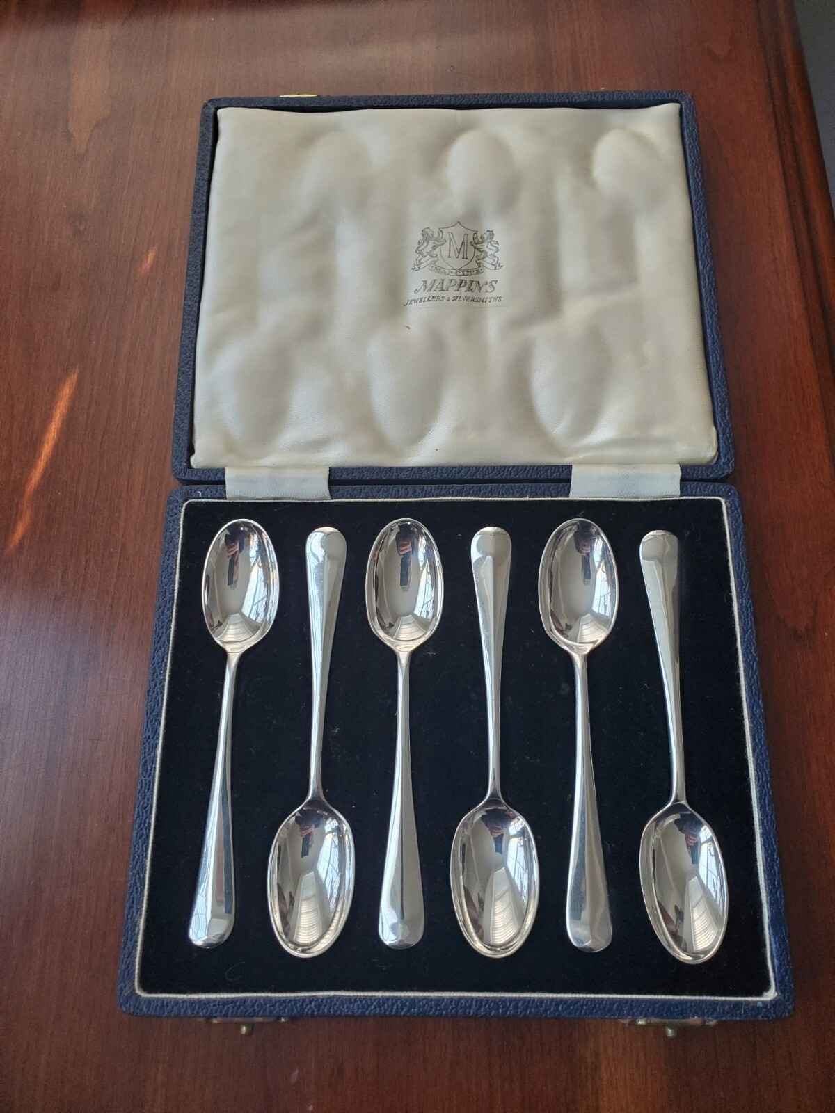 MAPPIN & WEBB 6pc STERLING SILVER 105.7g COFFEE OR DEMITASSE SPOONS IN ...